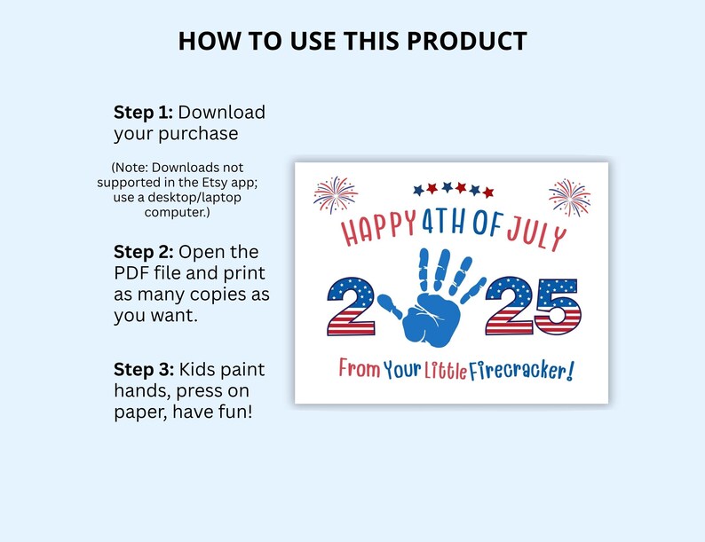 4th of July Kids Handprint Craft 2025, Toddler Daycare Kindergarten ...
