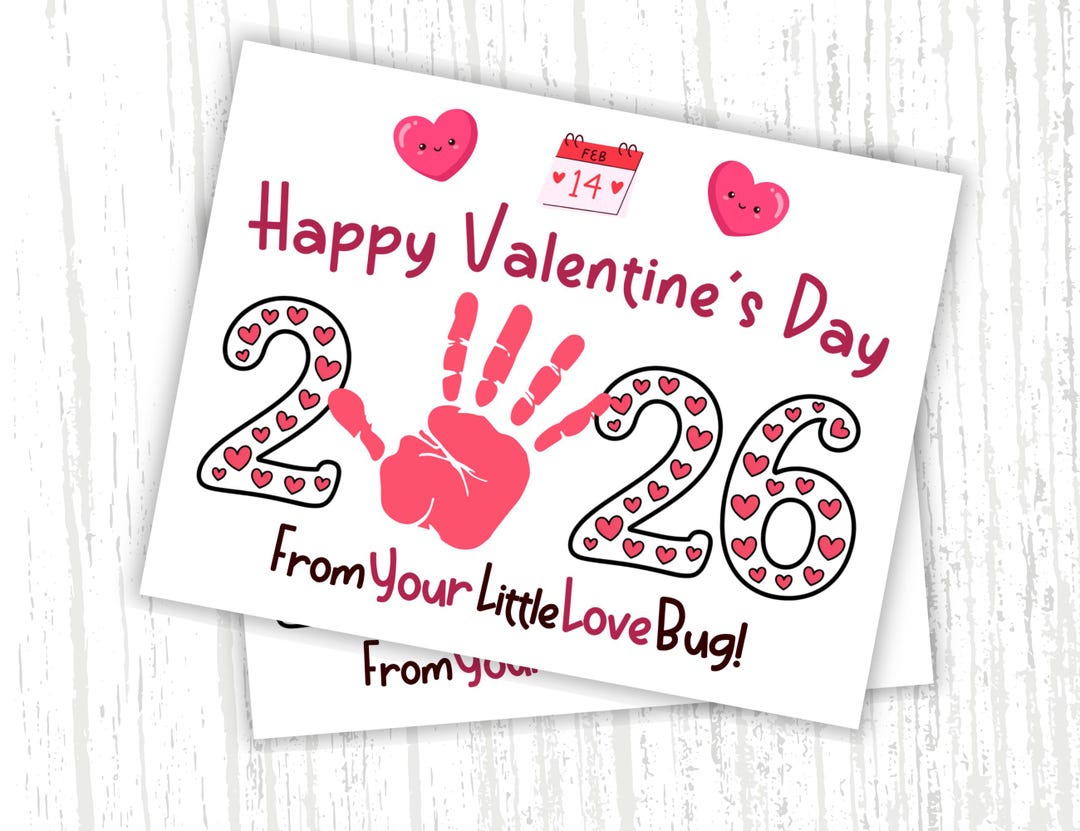Valentine's Day Kids Handprint Craft, 2026 DIY Keepsake Art, Toddler ...