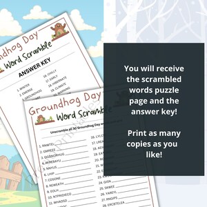 Printable Groundhog Day Word Scramble Game, Classroom Homeschool ...