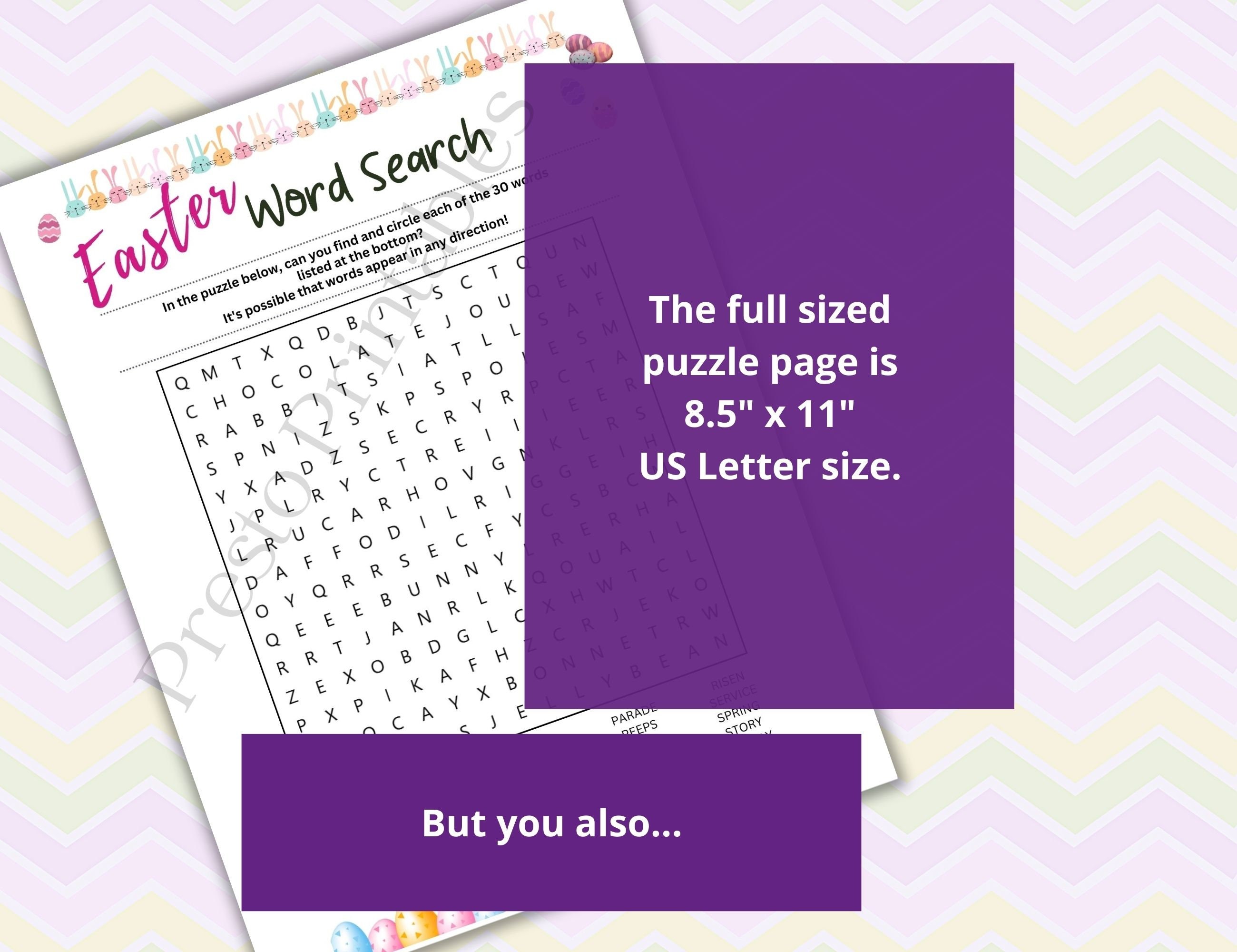 Kids Printable Easter Word Search Game, Simple Fun Pastel US Letter ...