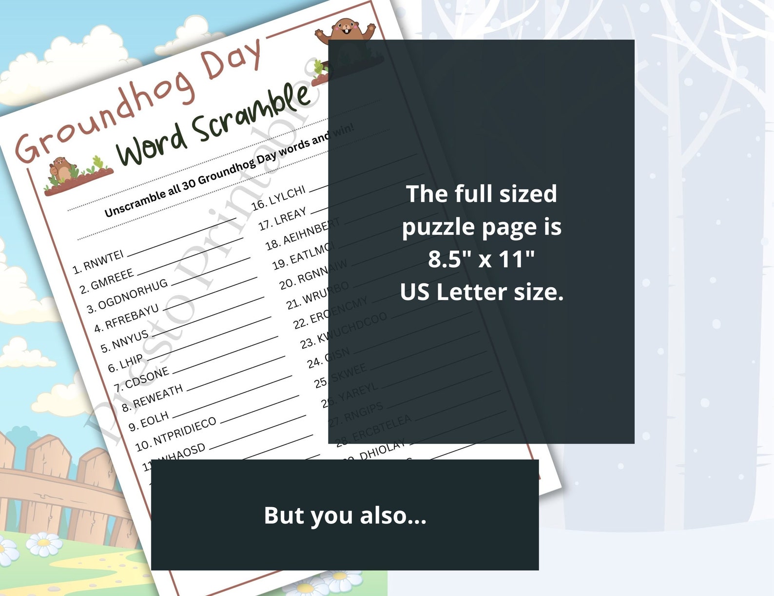 Printable Groundhog Day Word Scramble Game, Classroom Homeschool ...