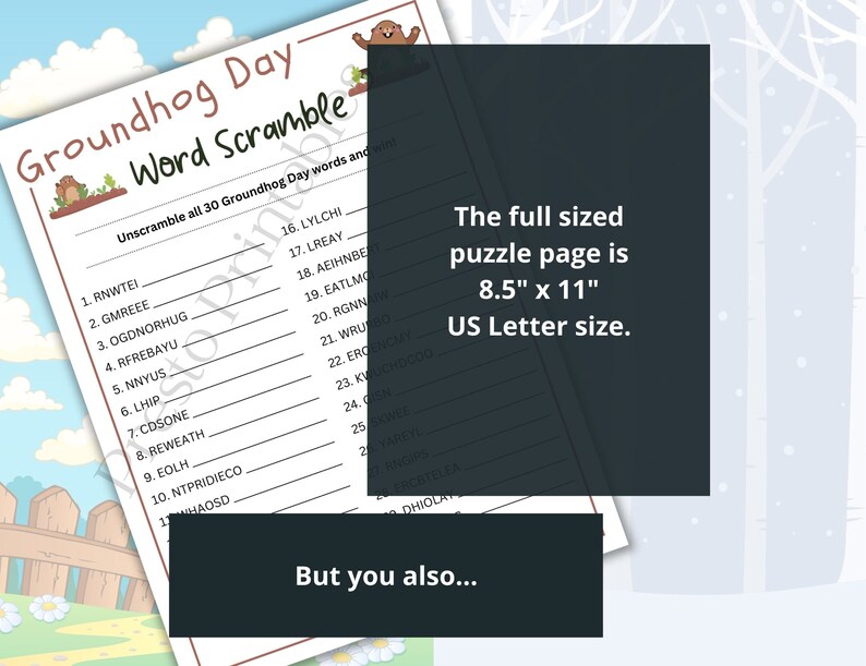 Printable Groundhog Day Word Scramble Game, Classroom Homeschool ...