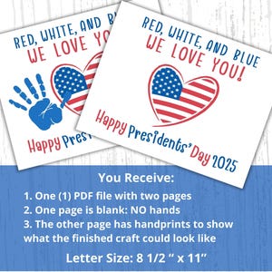 Presidents' Day Kids Handprint Craft Activity, Toddler Daycare ...