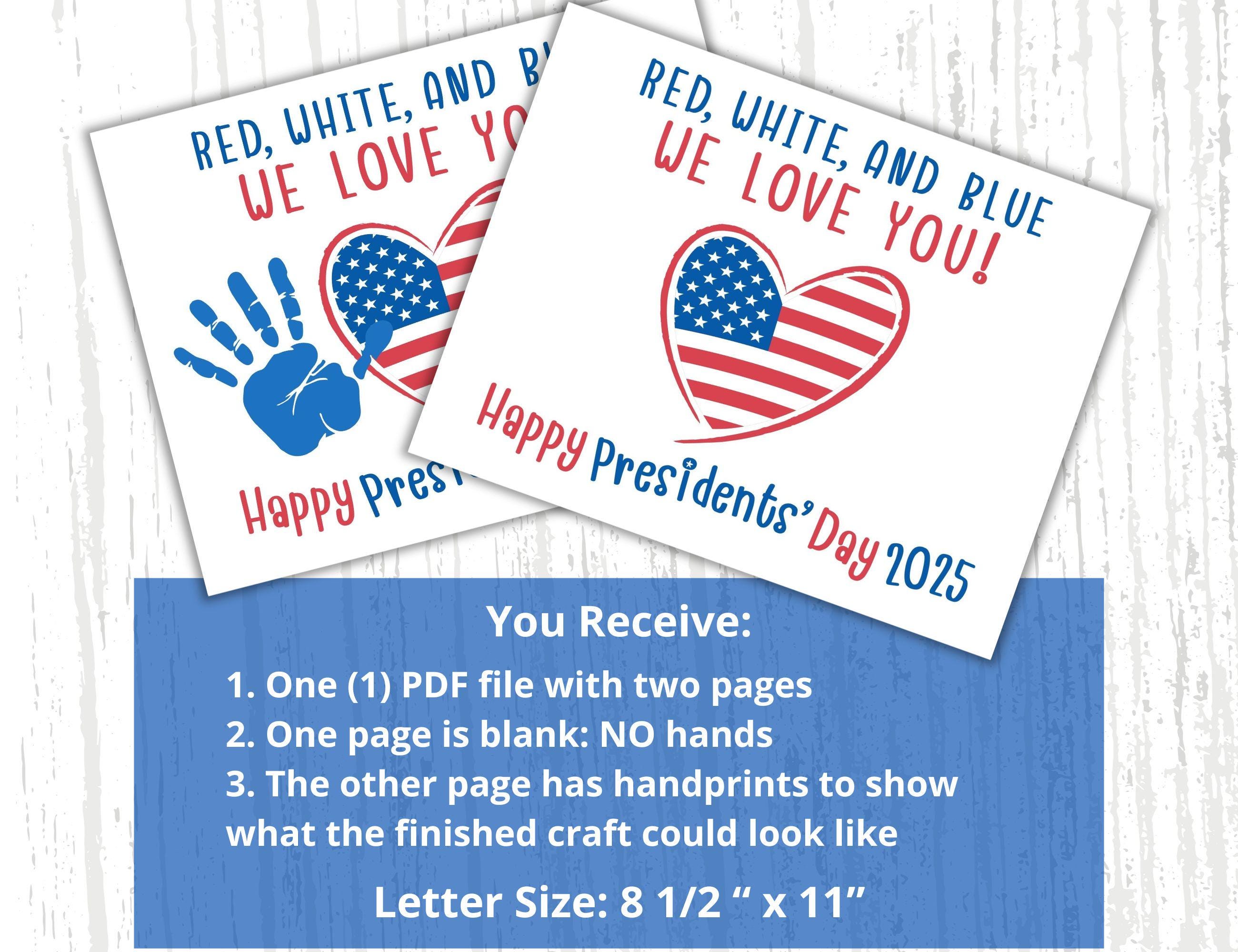 Presidents' Day Kids Handprint Craft Activity, Toddler Daycare ...