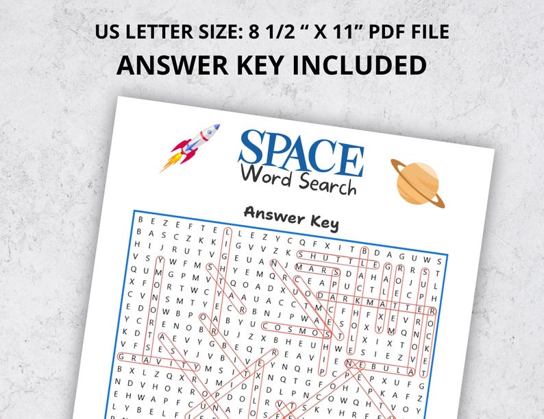 Space Word Search Puzzle, World Space Week Activity, Astronomy Learning ...