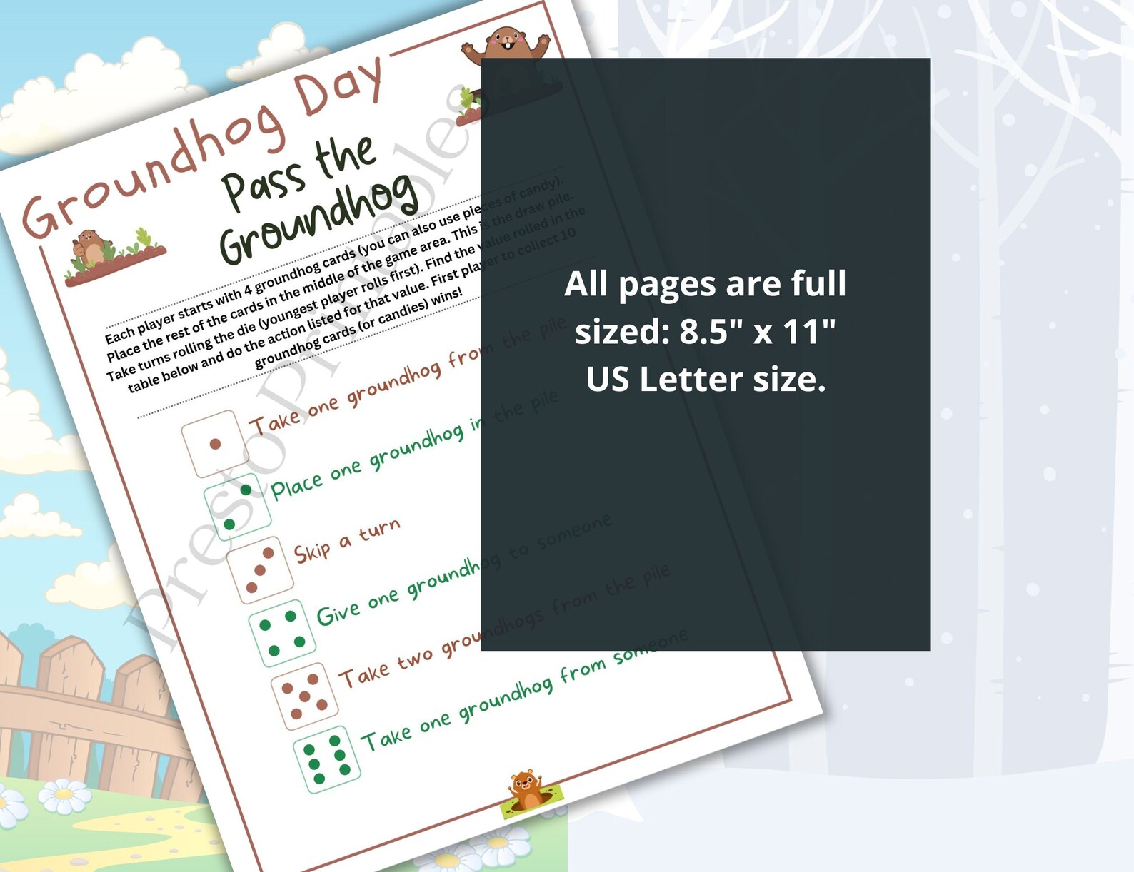 Printable Groundhog Day Dice Pass the Candies Game, Classroom ...