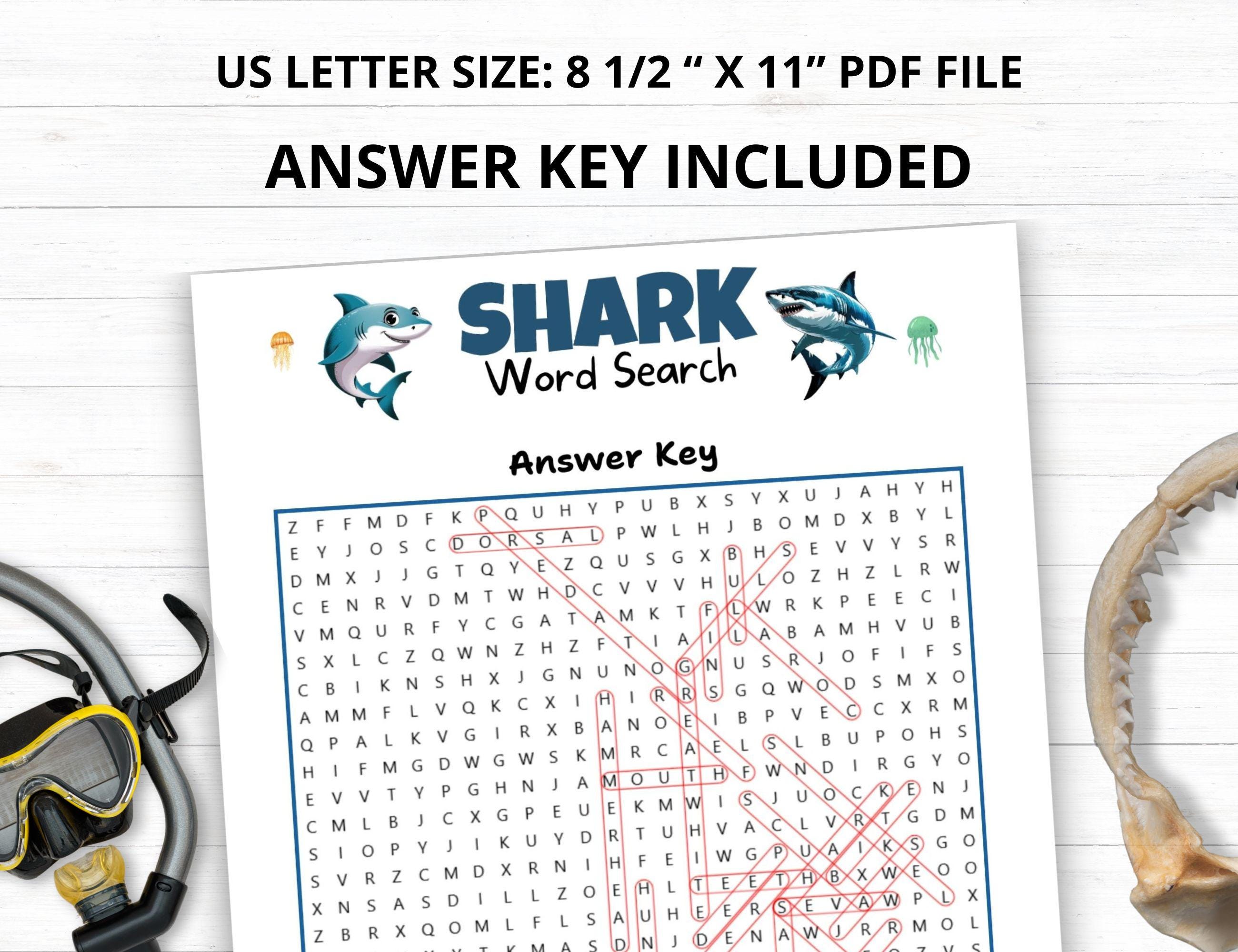 Shark Word Search Puzzle, Shark Week Activity, Fun Shark Fest Idea ...