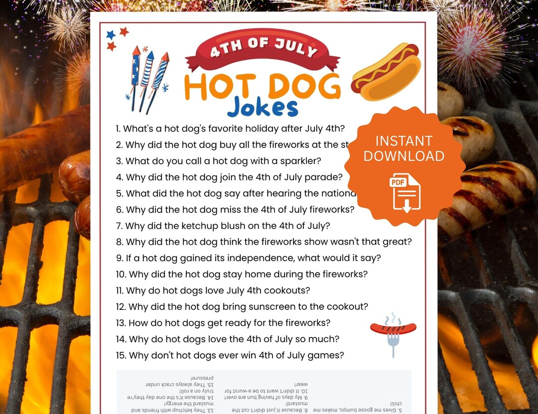 4th of July Hot Dog Jokes, Kids Adults Wiener Game, BBQ Family Baby ...