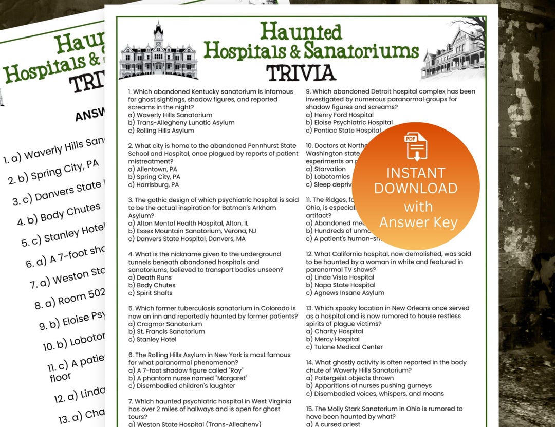 Halloween Trivia Game, Scary Places Trivia, Haunted Hospitals Quiz ...
