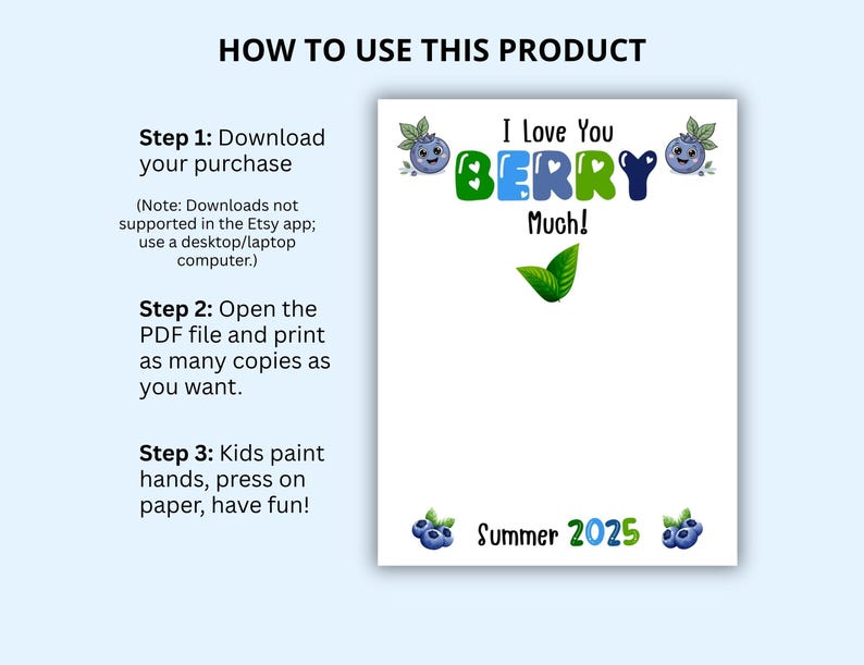 Blueberry Handprint Craft for Kids, Summer Toddler Daycare Kindergarten ...