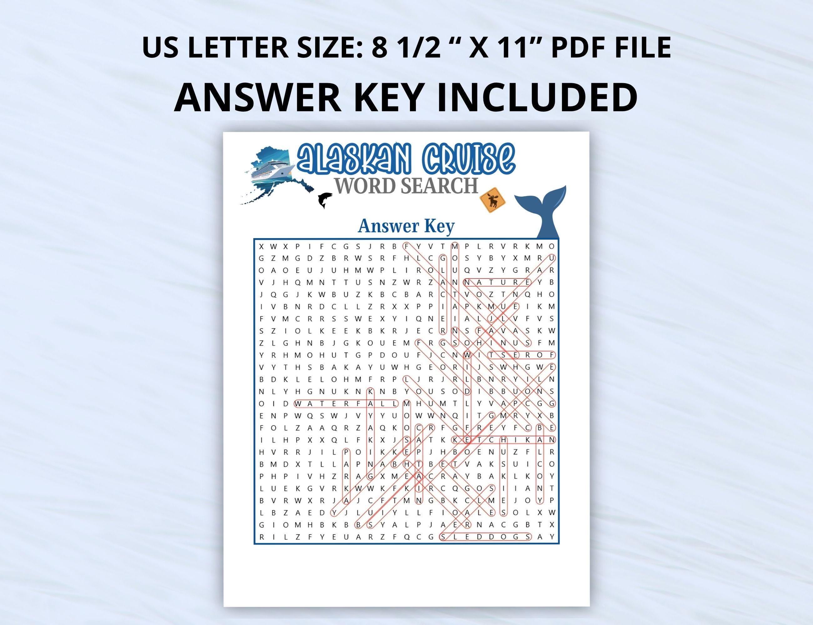 Alaskan Cruise Word Search Puzzle, Alaska Cruise Ship Trip Activity ...