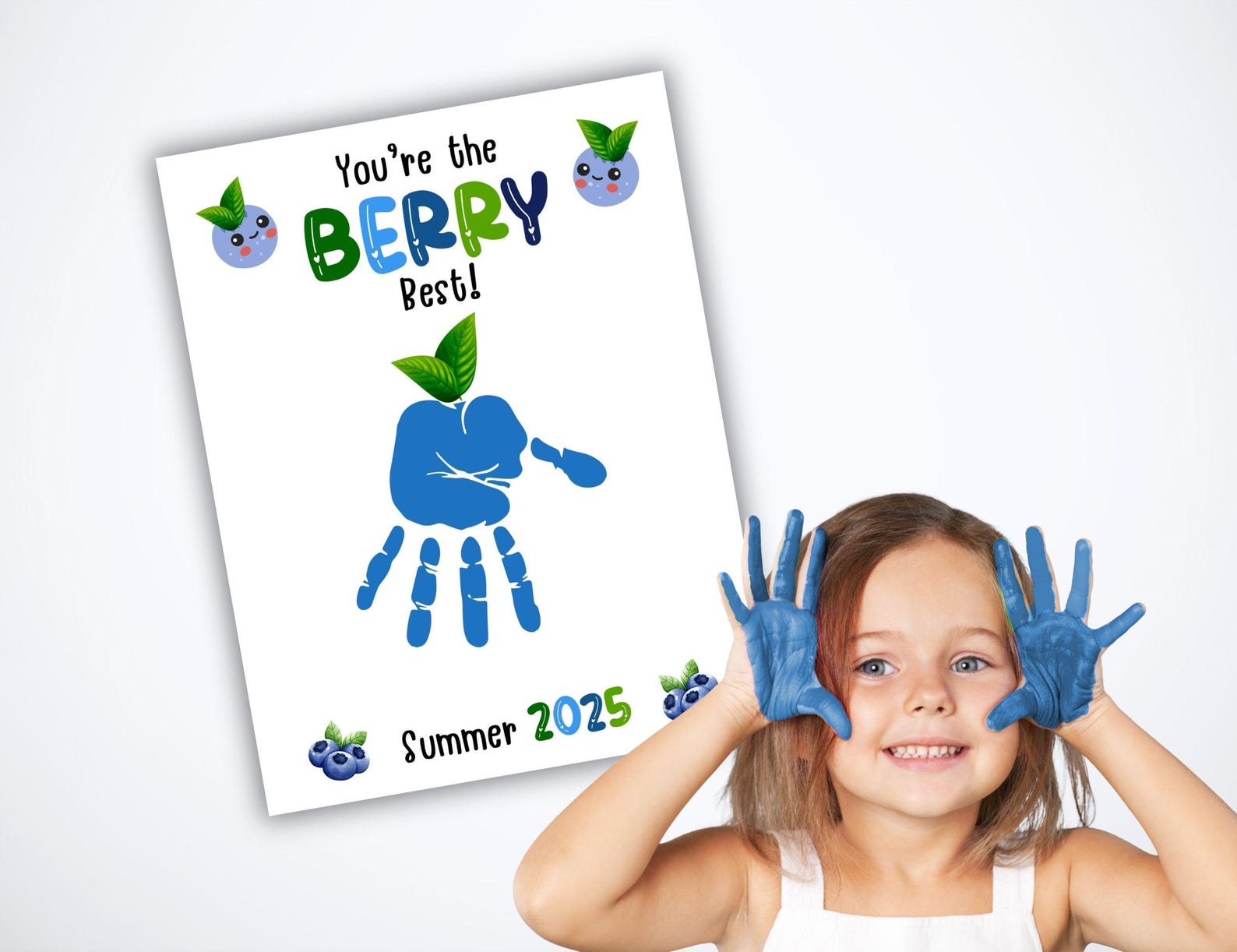 Blueberry Summer Handprint Craft for Kids, Toddler Daycare Kindergarten ...