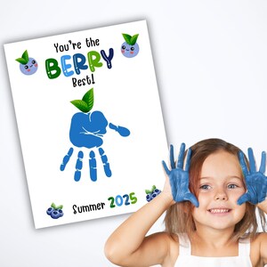 Blueberry Summer Handprint Craft for Kids, Toddler Daycare Kindergarten ...
