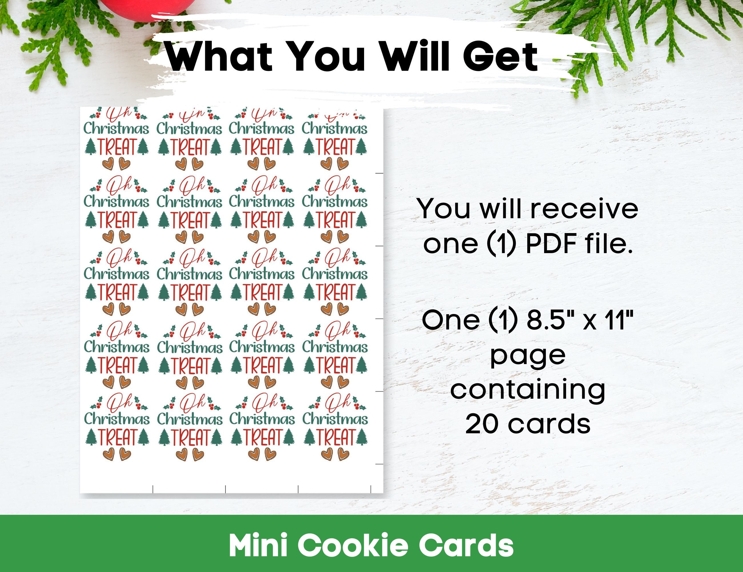 Printable Mini Cookie Card, Oh Christmas Treat, Christmas 2 Inch Square ...