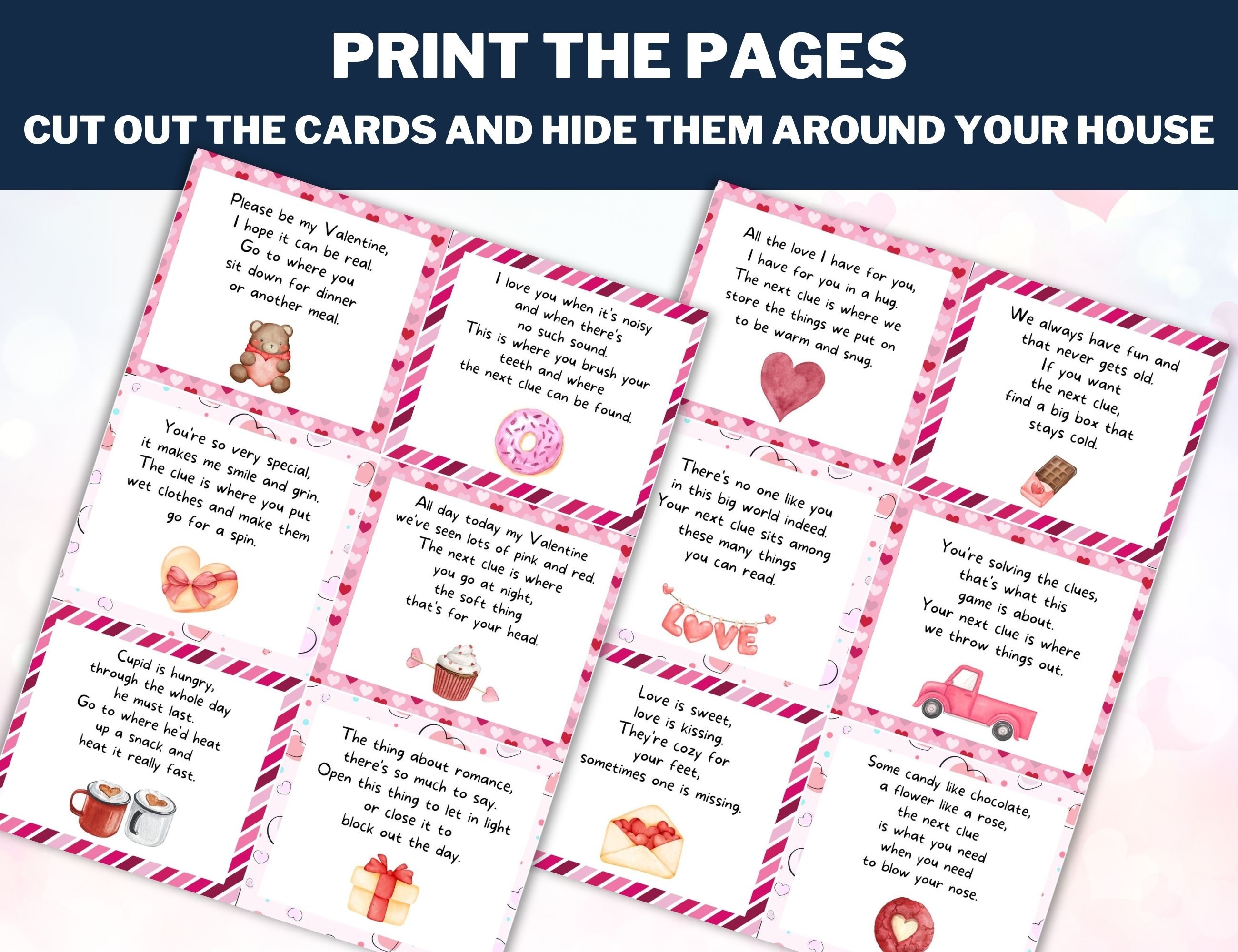 Valentine's Day Treasure Hunt Clues for Kids, Printable Instant ...