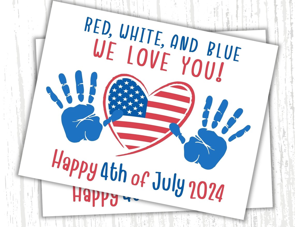 4th of July Kids Handprint Craft, Toddler Daycare Kindergarten ...