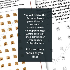 Printable Groundhog Day Dots and Boxes Game, Classroom Homeschool ...