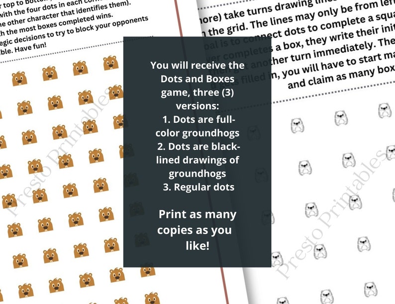 Printable Groundhog Day Dots and Boxes Game, Classroom Homeschool ...