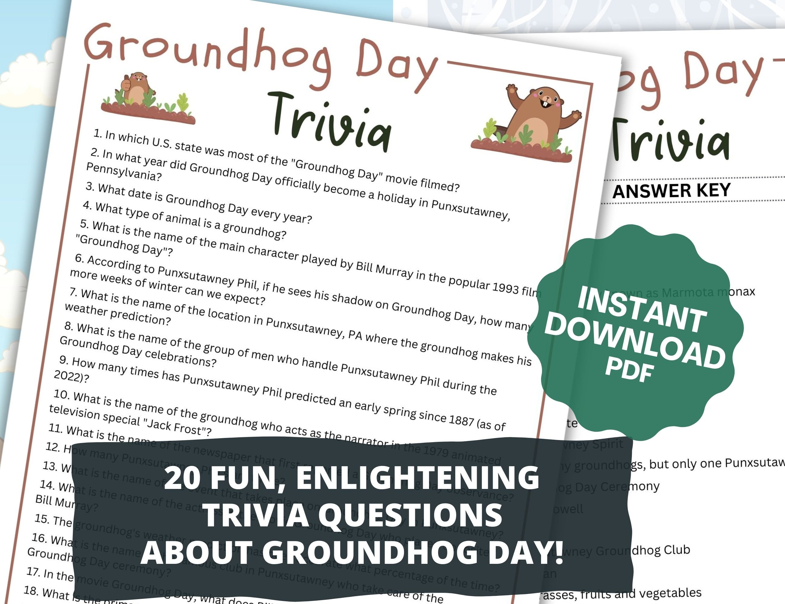 Printable Groundhog Day Trivia Game, Classroom Homeschool Activity for ...