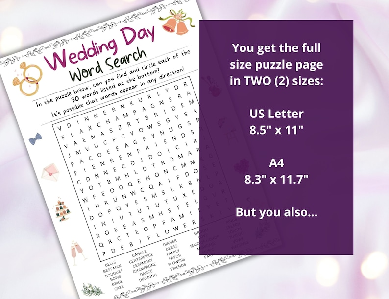 Wedding Day Word Search for Kids, Printable Children's Word Find Puzzle ...