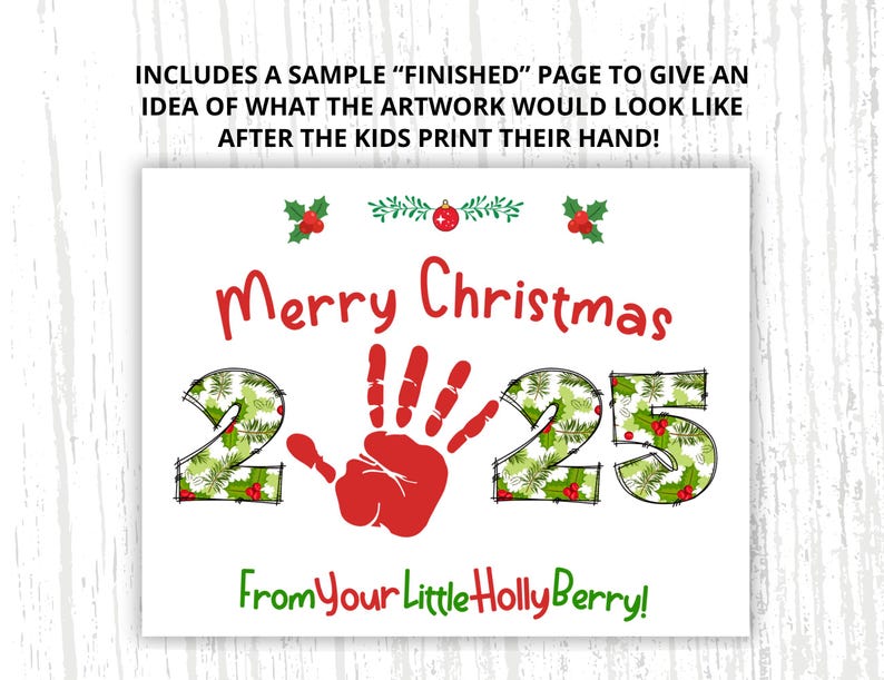 Christmas Kids Handprint Craft 2025, Holiday Holly Berry Art, Toddler ...