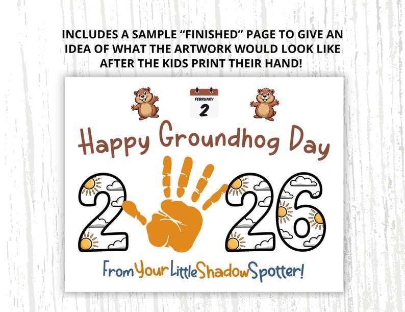 Groundhog Day Kids Handprint Craft, 2026 DIY Keepsake Art, Toddler ...