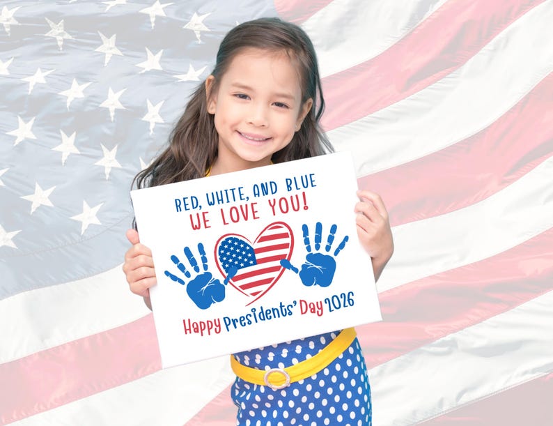 Presidents' Day Kids Handprint Craft Activity, Toddler Daycare ...