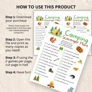 Camping Scavenger Hunt Game for Kids, Family Outdoor Campground ...
