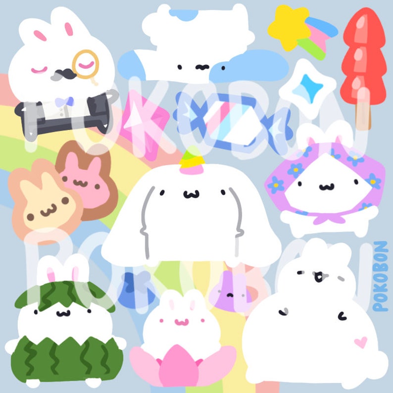 Cute Holographic Magical Bunny Sticker Sheet - Etsy