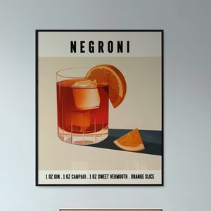 Negroni Print Bar Cart Decor Negroni Poster Kitchen Wall Art Negroni ...