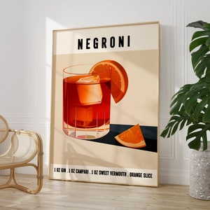 Negroni Print Bar Cart Decor Negroni Poster Kitchen Wall Art Negroni ...
