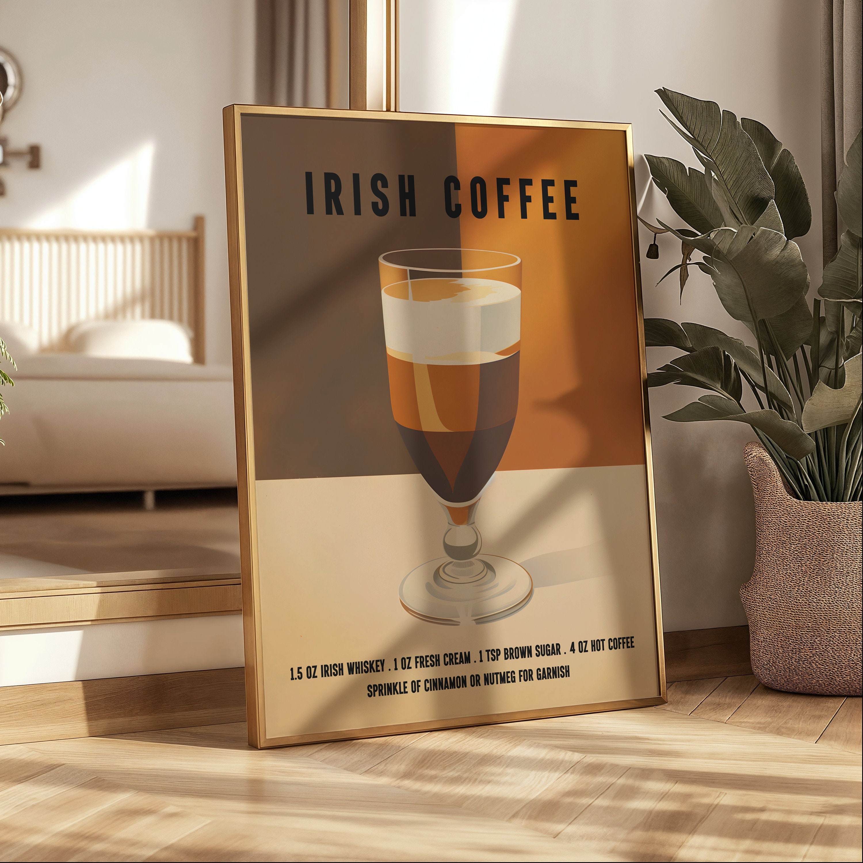 Irish Coffee Print Retro Cocktail Print Irish Coffee Poster Bar Cart ...