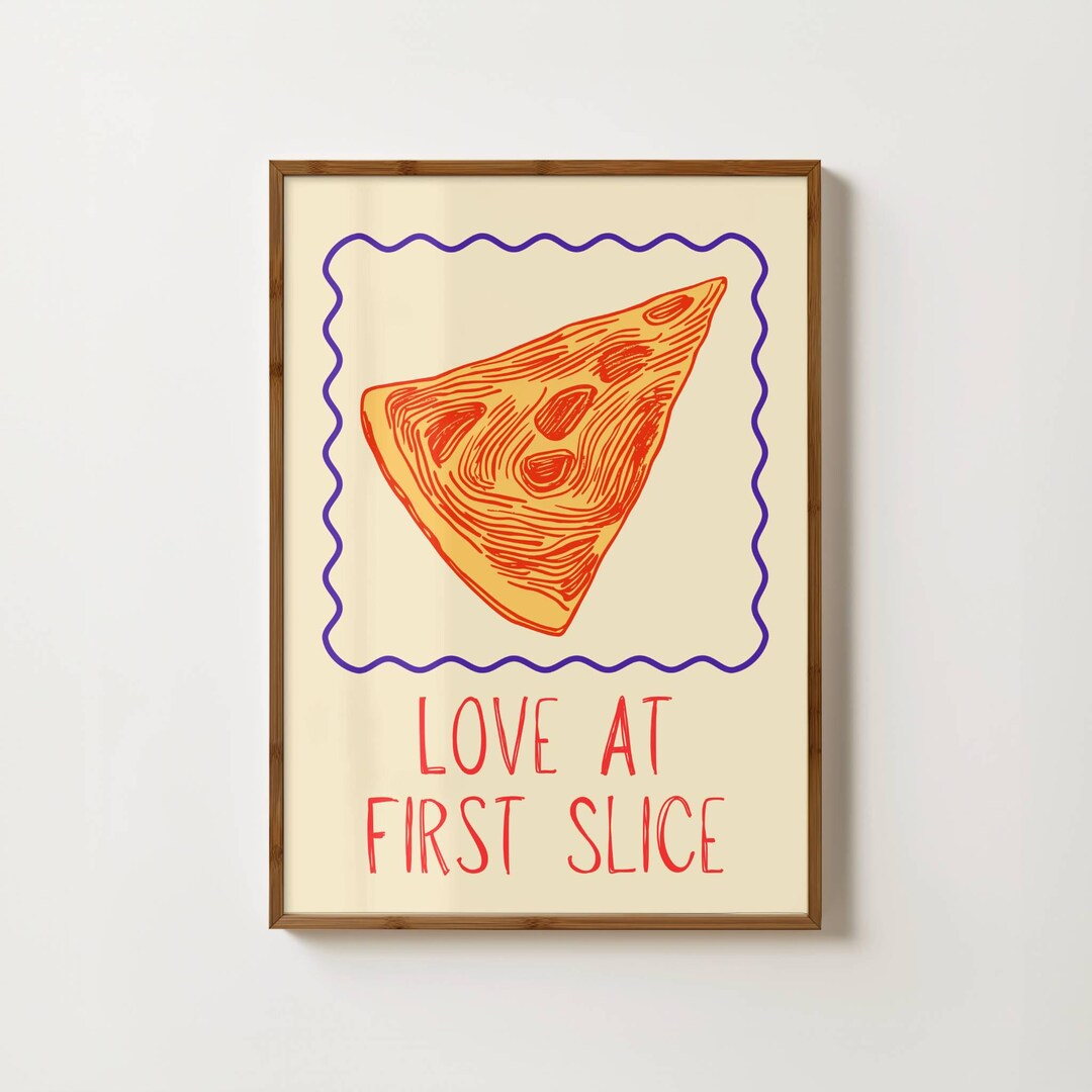 Love at First Slice Pizza Print Italian Food Print Funny Kitchen Art ...