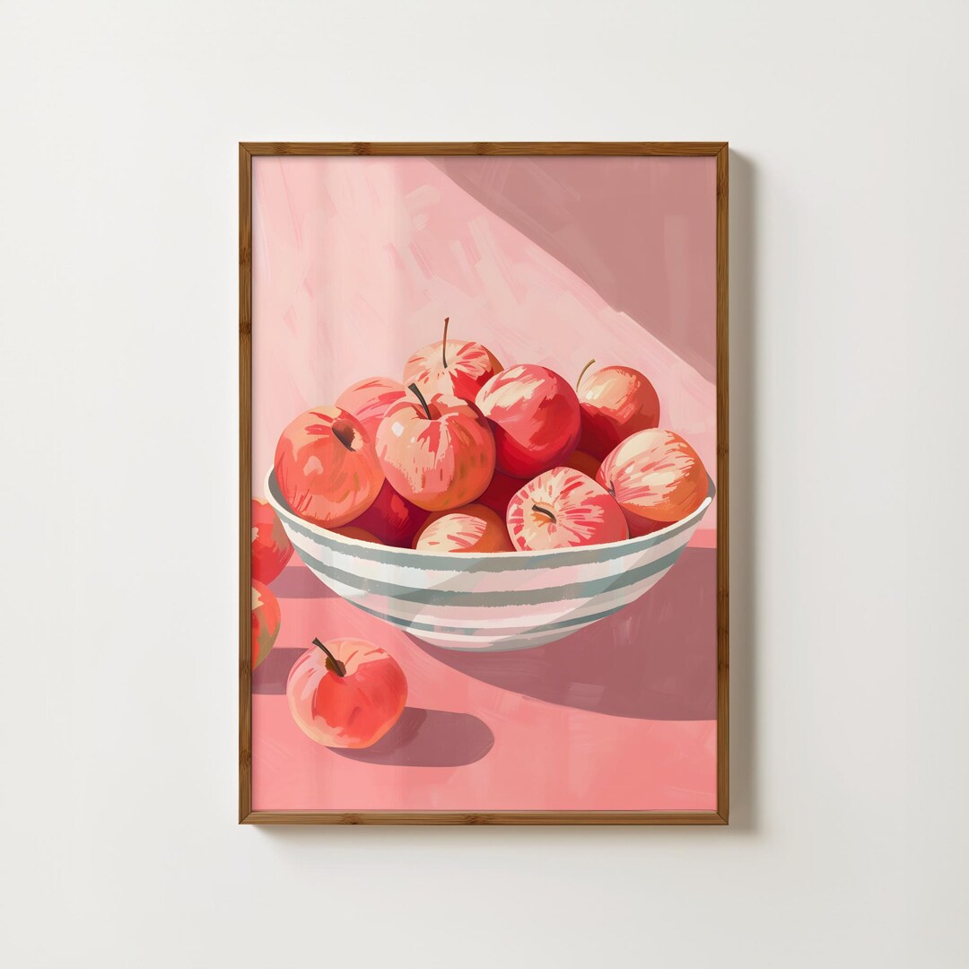 Apples Print Red Apple Wall Art Fruit Bowl Print Apple Painting Kitchen ...
