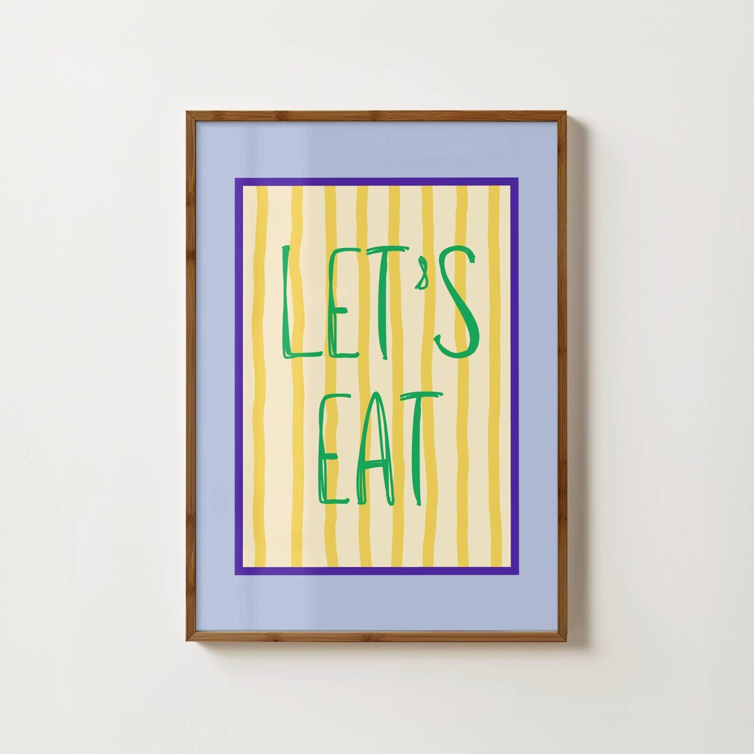 Let's Eat Print Foodie Prints Kitchen Retro Prints Food Art Dining Room ...