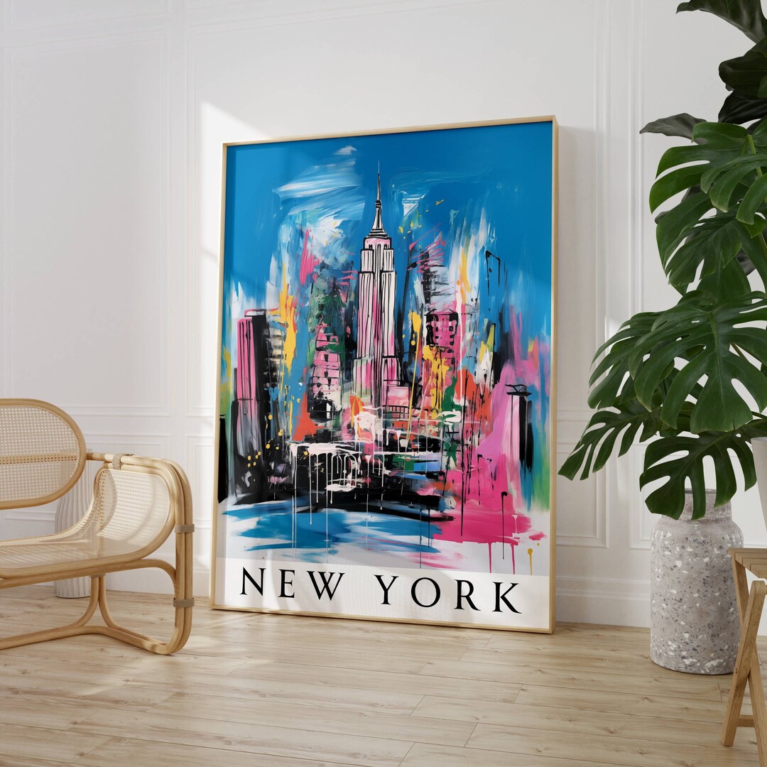 New York City Print, New York Skyline, New York Painting, Manhattan ...