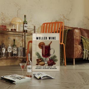 Mulled Wine Print Cocktail Wall Art Kitchen Christmas Decor Mulled Wine ...