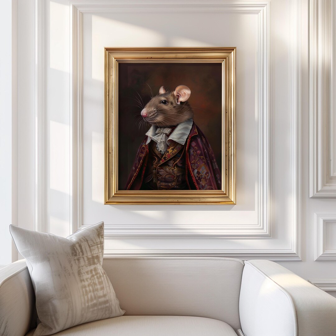 Vintage Rat Print Victorian Rat Painting Funny Animal Portrait Rat King ...