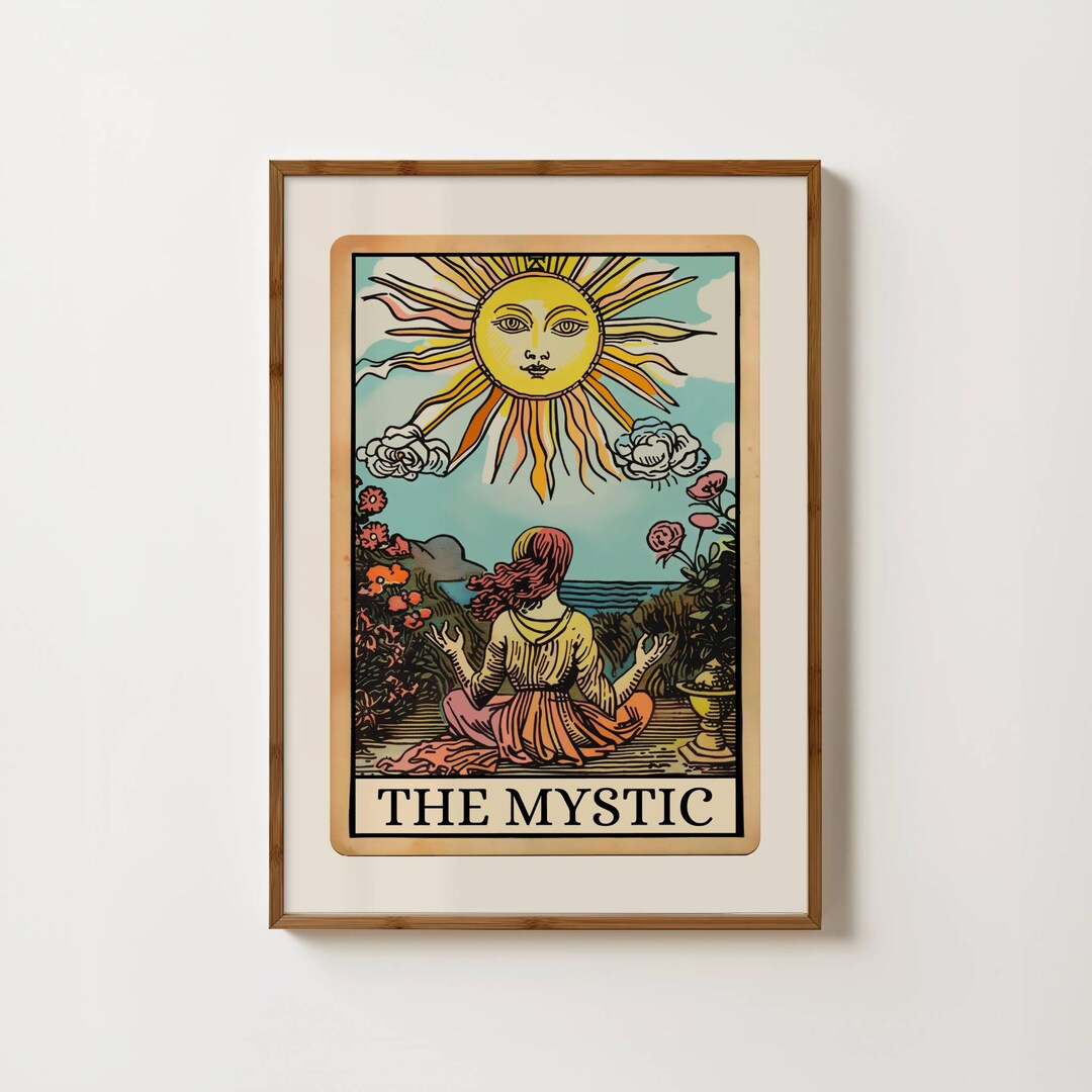 The Mystic Tarot Card Print Sun Art Witchy Prints Meditation Poster ...