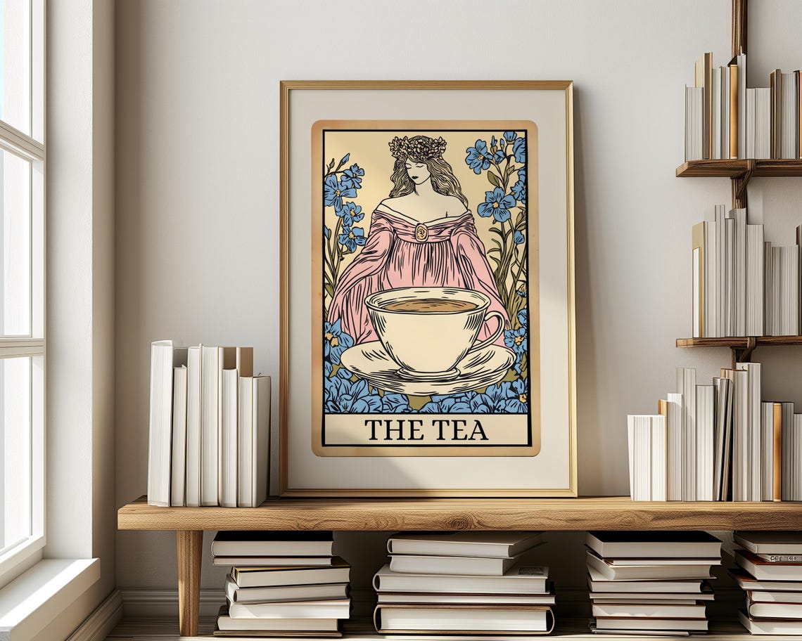 The Tea Tarot Card Print Kitchen Wall Art Coffee Tea Prints Boho ...