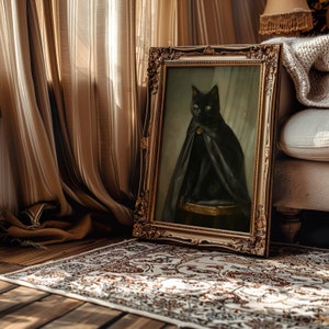 Gothic Black Cat Painting Witches Cat Print Witchy Wall Art Dark ...