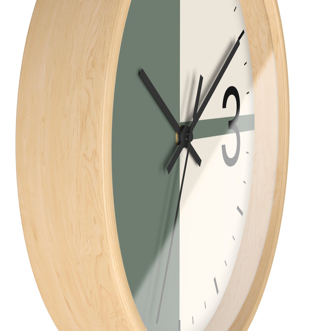 Green Modern Clock Minimalist Wall Clock Olive Wood Clock Earth Green ...
