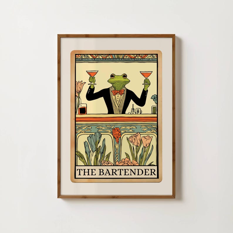 Bartender Tarot Card Print Bar Cart Art Cocktail Poster Martini Print ...