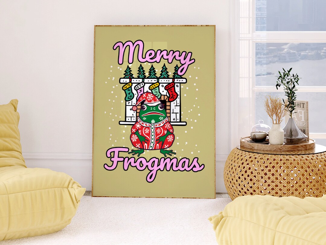 Merry Frogmas Print Frog Art Print Frog Drawing Frog Room - Etsy