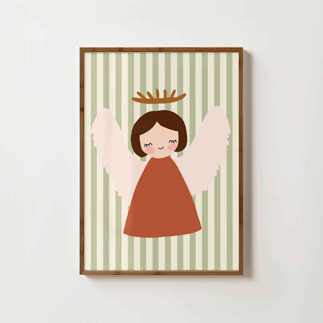 Guardian Angel Print Sage Green Nursery Decor Angel Nursery Art ...