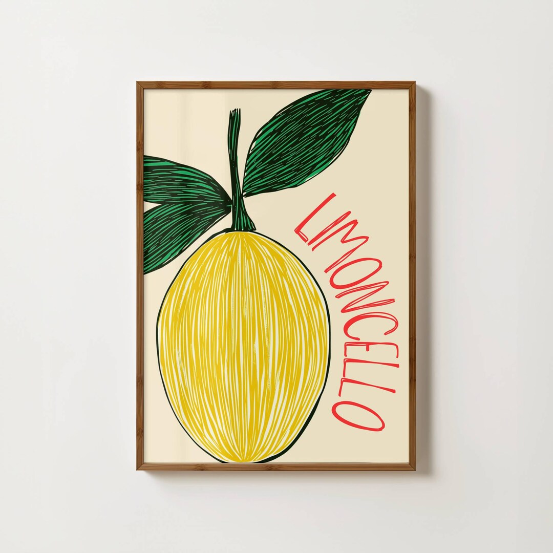 Limoncello Poster Lemons Print Italian Kitchen Wall Art Limoncello ...