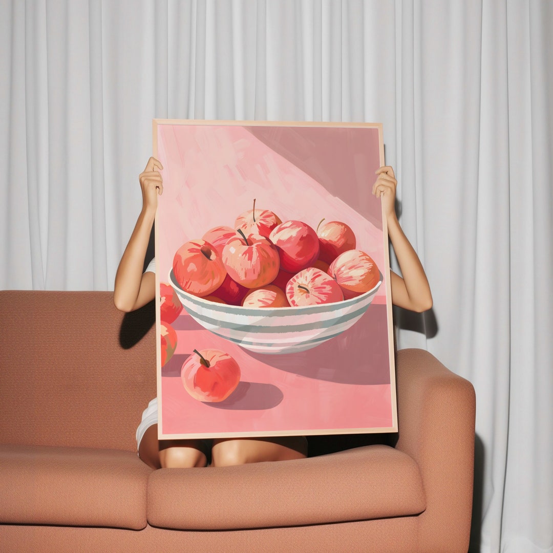 Apples Print Red Apple Wall Art Fruit Bowl Print Apple Painting Kitchen ...