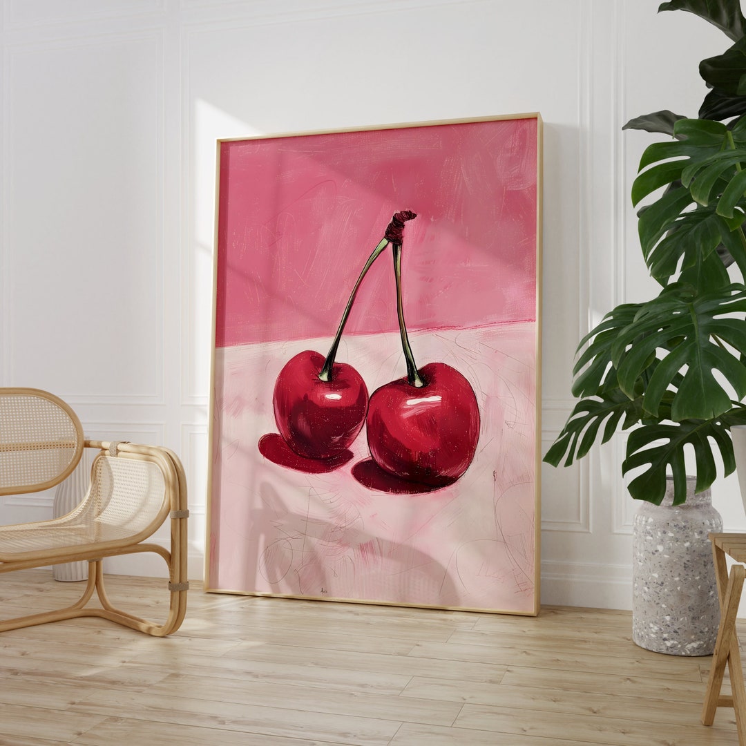 Cherry Print Cherries Wall Art Cherry Painting Fruit Market Poster ...