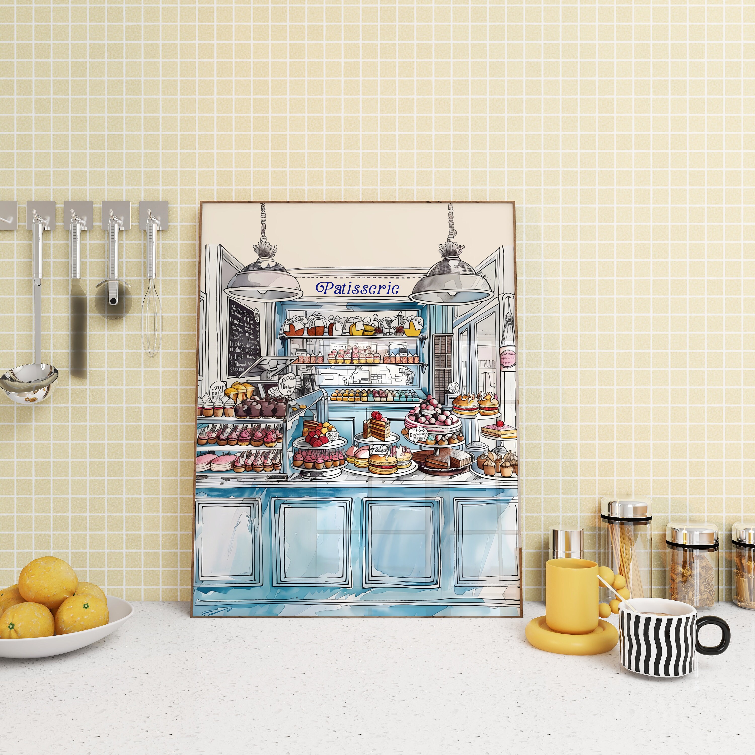 Patisserie Print Pastries Wall Art Croissant Print Food Print for ...