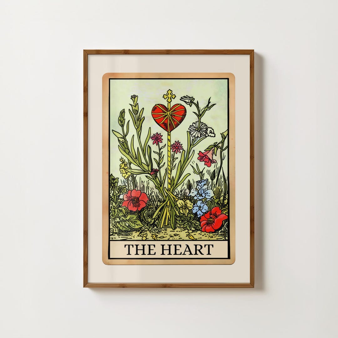 The Heart Tarot Card Print Vintage Heart Poster Spiritual Art ...